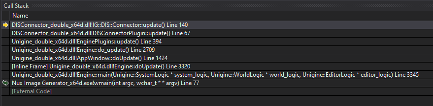 Solved Disconnector Crash After Upgrade To Unigine 2902 Sim Ig Image Generator 