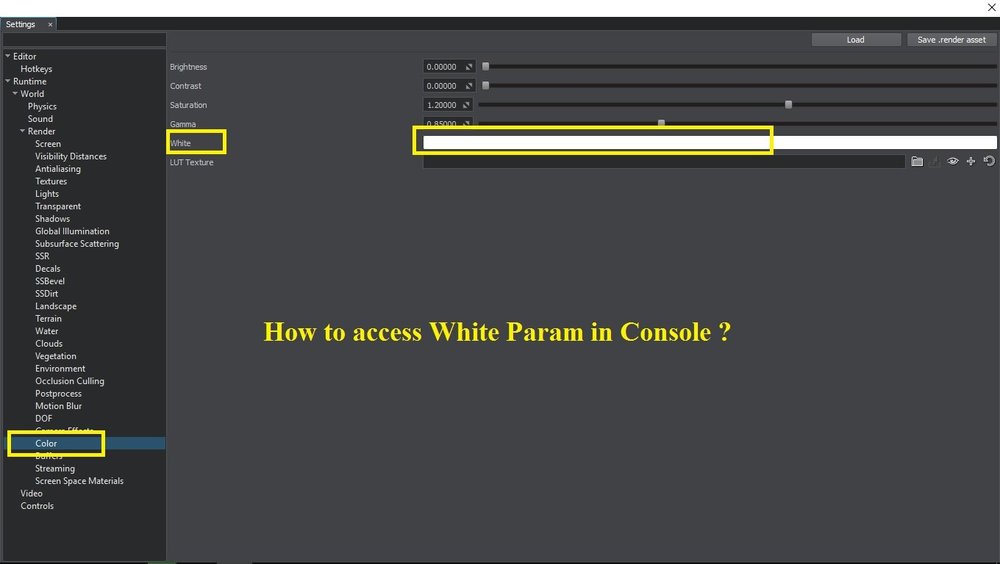 [SOLVED] How to Access White Color in Settings Window? - Rendering - UNIGINE Developers Community