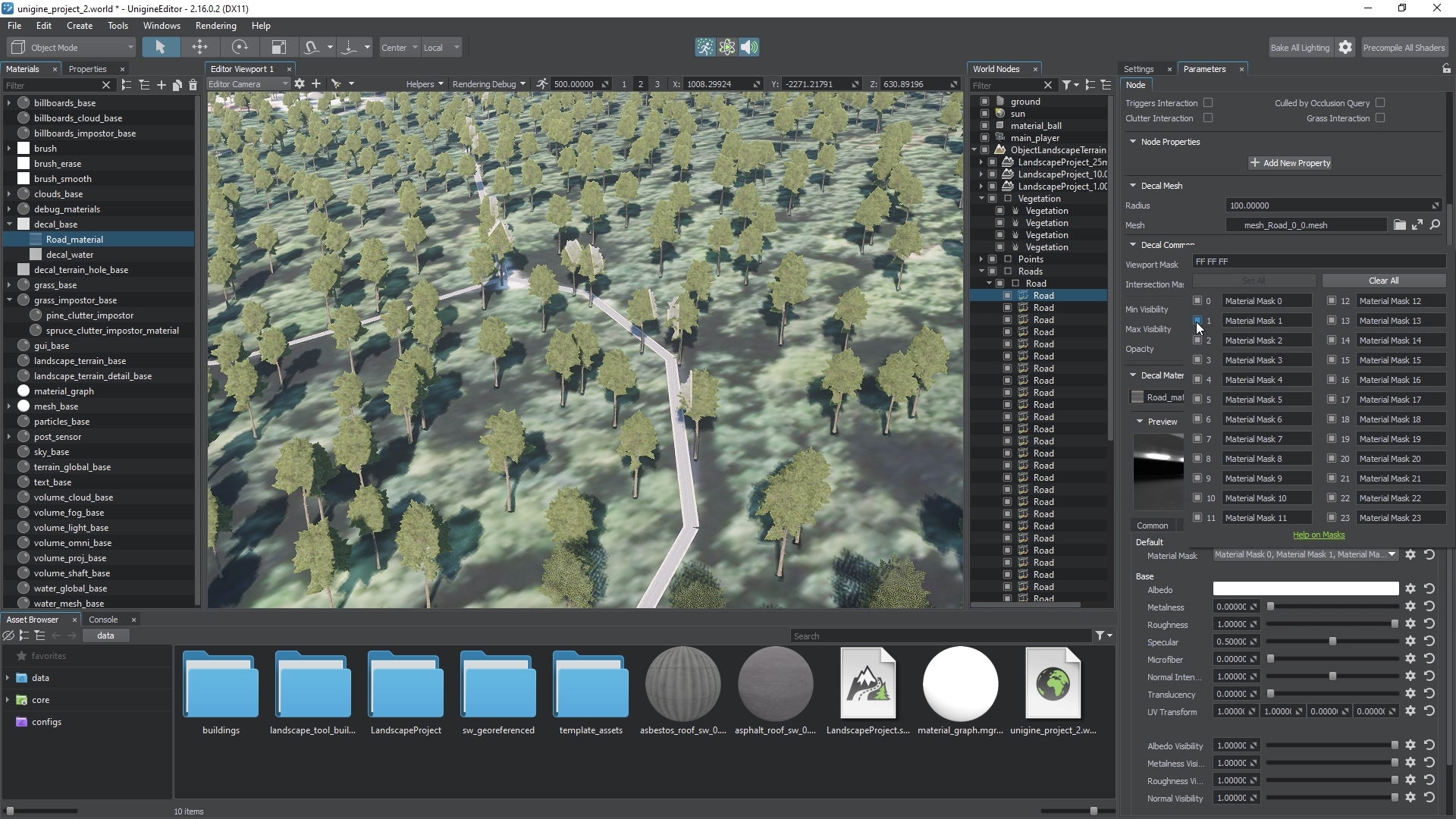 проекция дороги на деревья - World Design - UNIGINE Developers Community